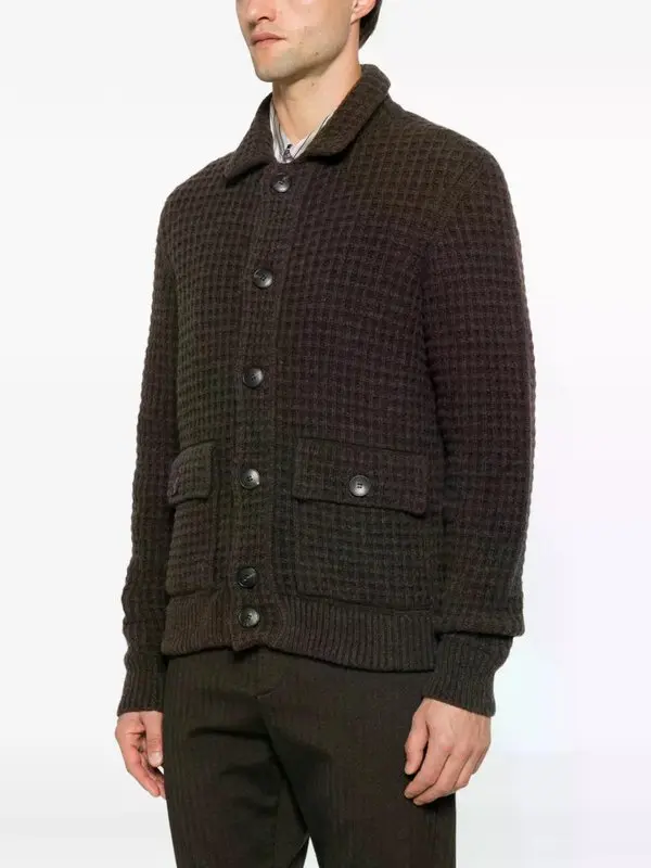AROVESCIO Waffle-knit Button-up Jacket