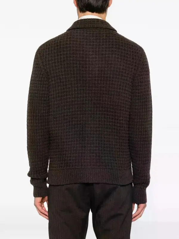 AROVESCIO Waffle-knit Button-up Jacket
