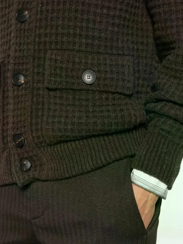 AROVESCIO Waffle-knit Button-up Jacket