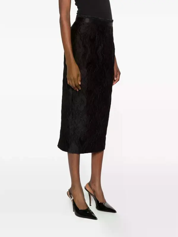 STYLAND Back-slit Jacquard Midi Skirt