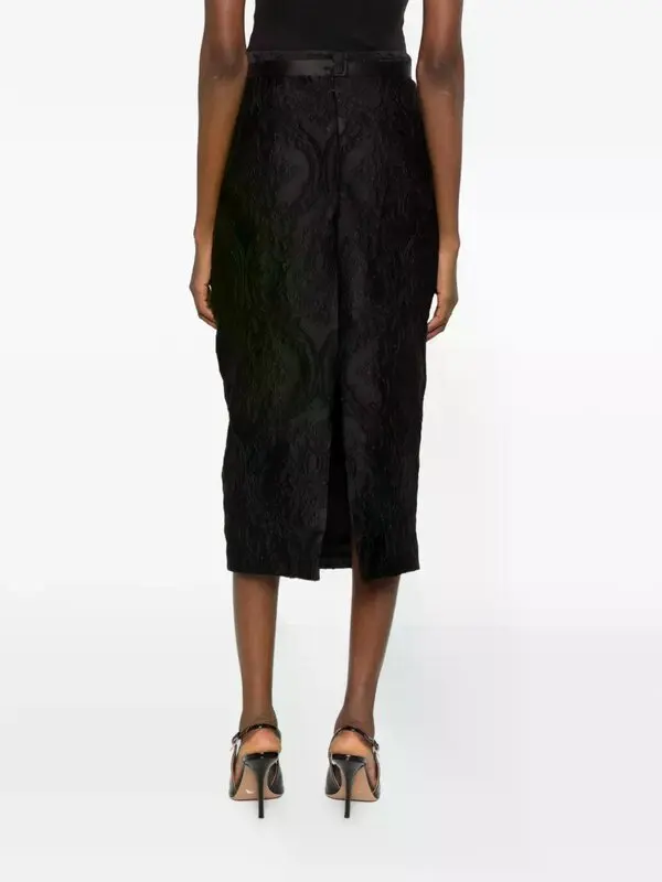 STYLAND Back-slit Jacquard Midi Skirt