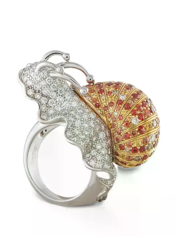 Boucheron Diamond And Sapphire Snail Ring - Silver