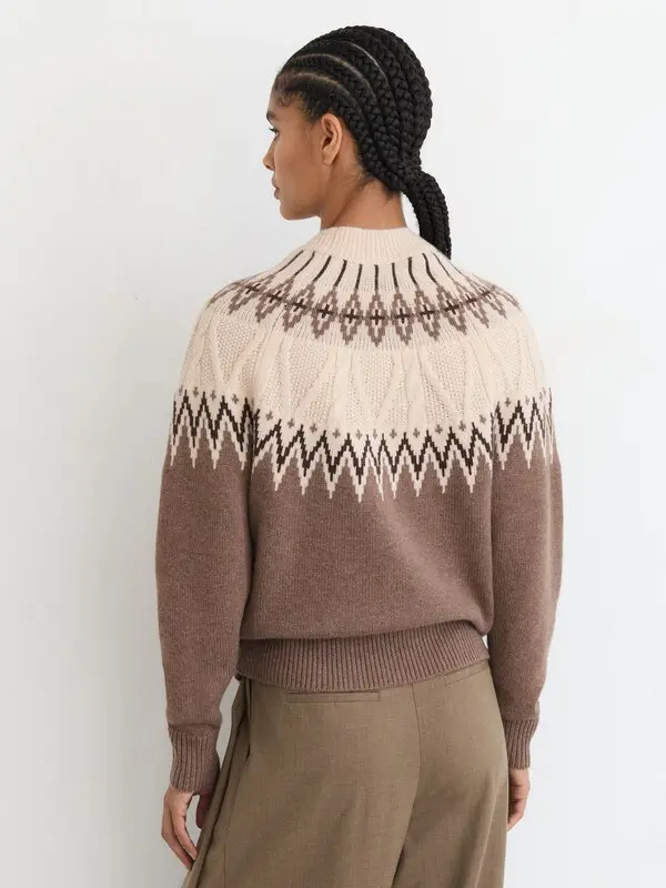 REISS Wool-cashmere Cable-detail Fairisle Jumper