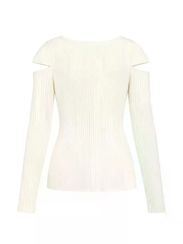 WEILI ZHENG Ribbed-knit Cutout T-shirt - White