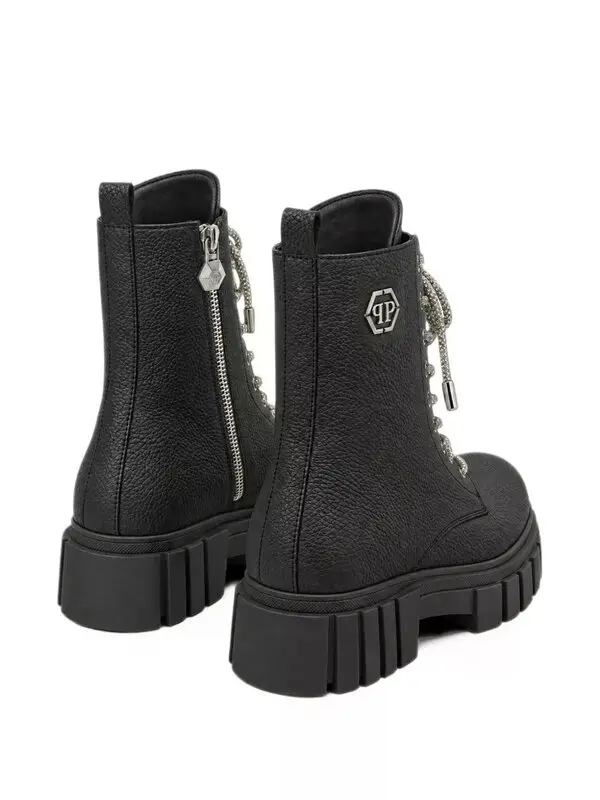 Philipp Plein Crystal-embellished Leather Boots