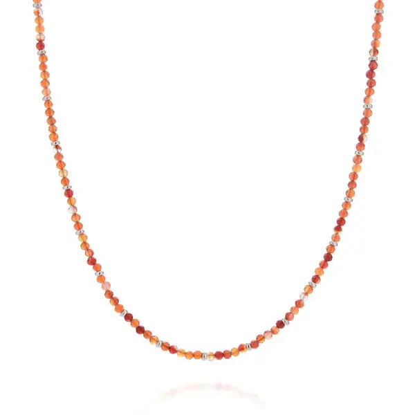 NELLOU JEWELLERY Carnelian July Birthstone Orbit Necklace Sterling - Silver