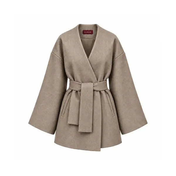 MANDRAGORA Neutrals Oversized Wool Kimono With Belt Arke - Beige