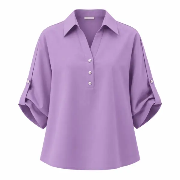 EXQUISE Kaylin Shoulder Epaulette Cotton Shirt- Lilac - Purple