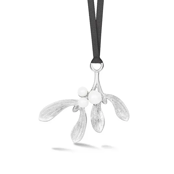 DOWER & HALL Mistletoe Christmas Decoration Pewter - Silver