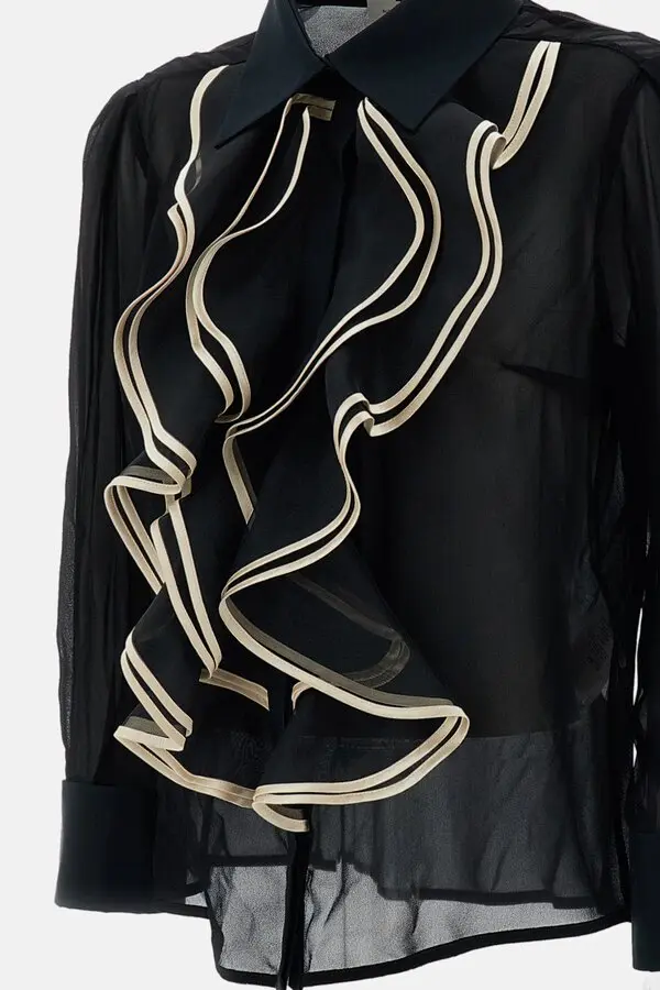 Elisabetta Franchi Bi-tone Shirt With Ruffle