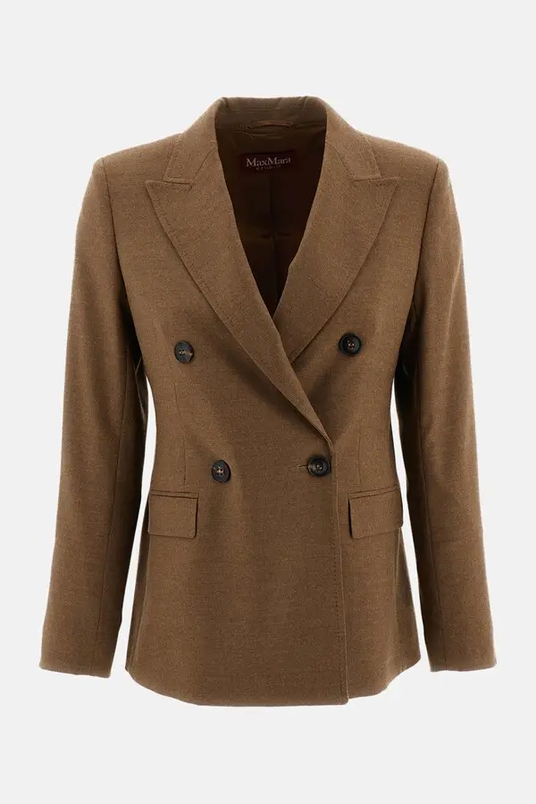 Max Mara Double-breasted Wool Flannel Blazer - Brown