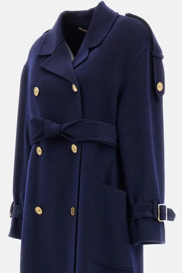 Elisabetta Franchi Long Double-breasted Coat With Belt