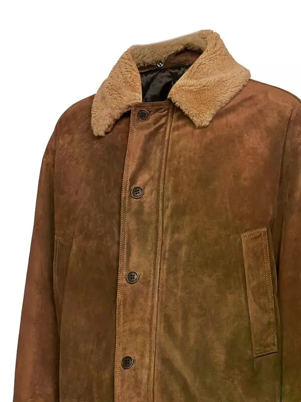 SALVATORE SANTORO Shearling-collar Suede Jacket