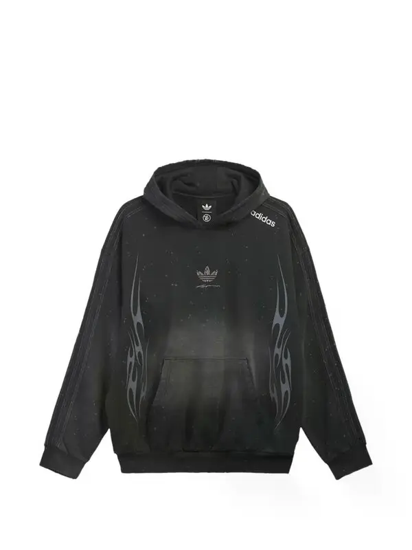 HELLSTAR X Adidas Graphic-print Fleece Hoodie - Black