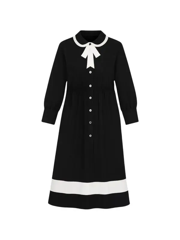 NARCISS Bow-detail Shirt Midi Dress - Black