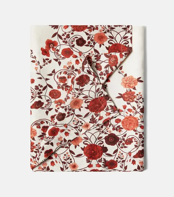 La DoubleJ Botticelli Large Floral Linen Tablecloth - Burgundy