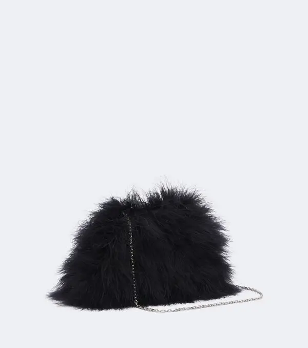 Amina Muaddi Camelia Embellished Feather Clutch