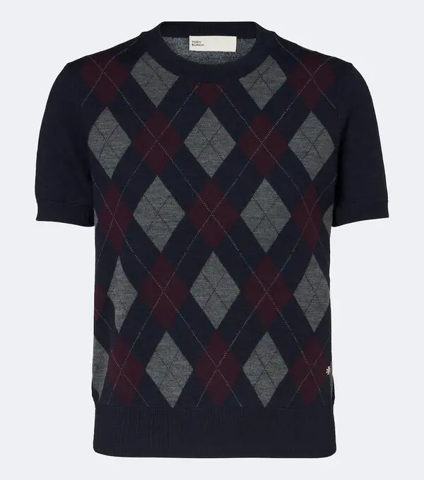 Tory Burch Argyle Wool Sweater