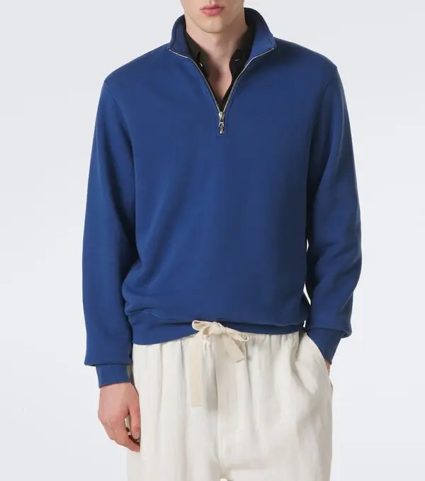 Orlebar Brown Wyatt Cotton Jersey Half-zip Sweatshirt - Blue