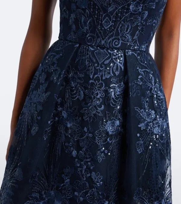 Elie Saab Sequined Lace Bustier Gown