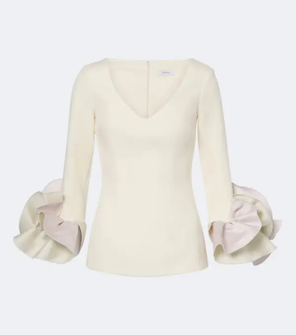 Safiyaa Sintien Ruffled Crepe Top - White
