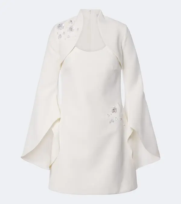 Safiyaa Bridal Fran Embellished Crepe Minidress - White