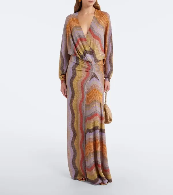 Missoni Draped Printed Lame Gown