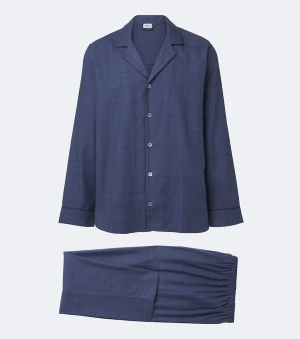 Zimmerli Prince Of Wales Cotton And Wool Pajamas - Blue