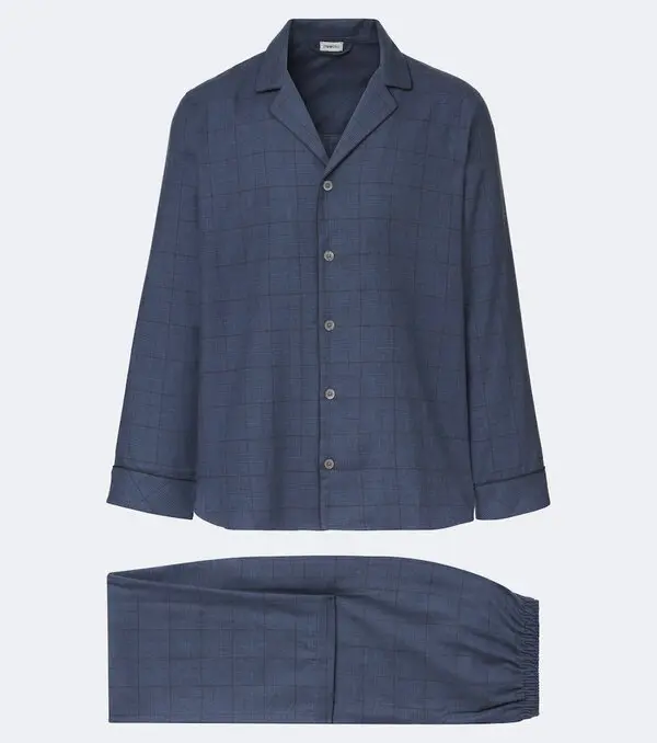 Zimmerli Prince Of Wales Cotton And Wool Pajamas - Blue