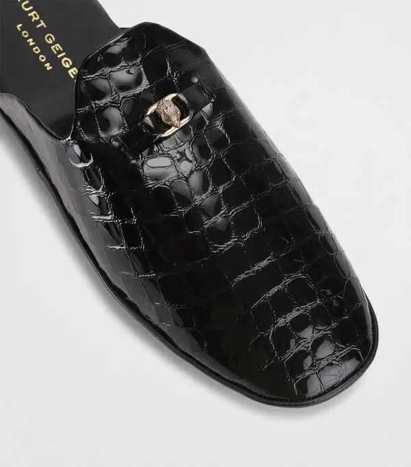 Kurt Geiger Croc-embossed Leather Savoy Slippers