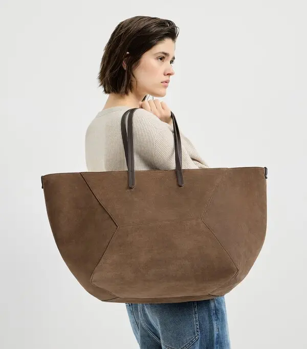 Brunello Cucinelli Large Suede Bc Duo Tote Bag