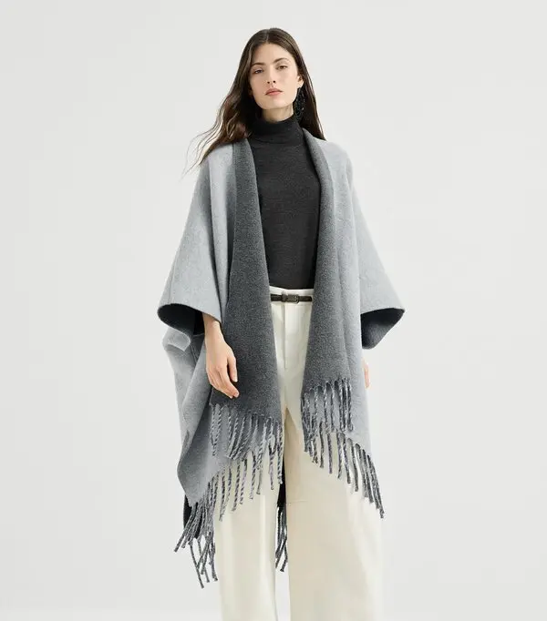 Brunello Cucinelli Wool-cashmere Reversible Poncho