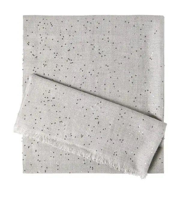 Brunello Cucinelli Cashmere-silk Embellished Scarf