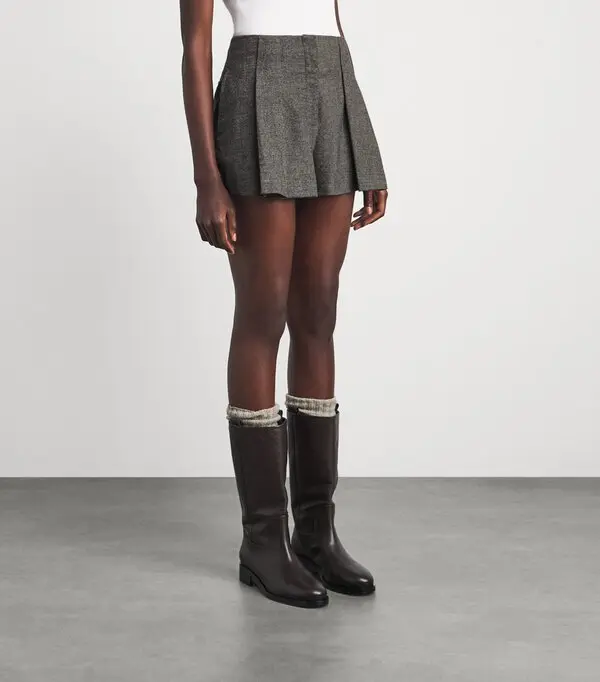 Sandro Houndstooth Pleated Shorts