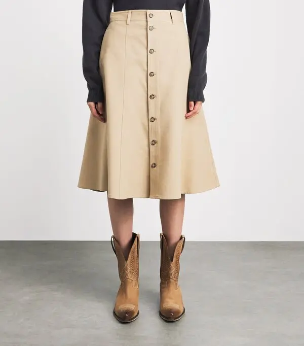 Polo Ralph Lauren Cotton-wool Button-up Midi Skirt