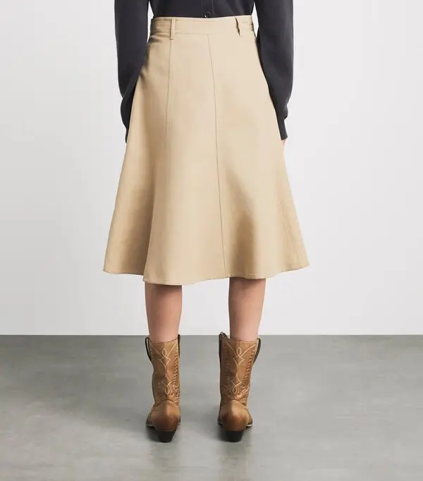 Polo Ralph Lauren Cotton-wool Button-up Midi Skirt