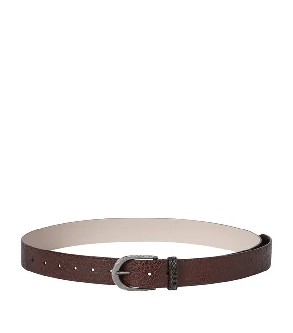 Brunello Cucinelli Hammered Leather Belt - Brown