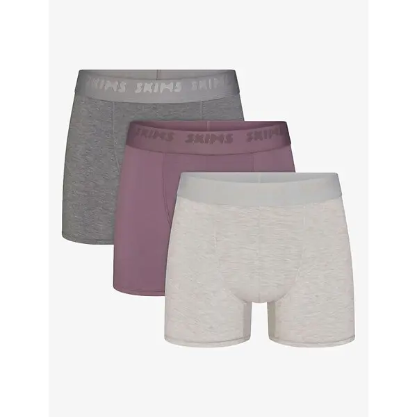 SKIMS Logo Pack Of Three 3 Jersey Boxer Briefs