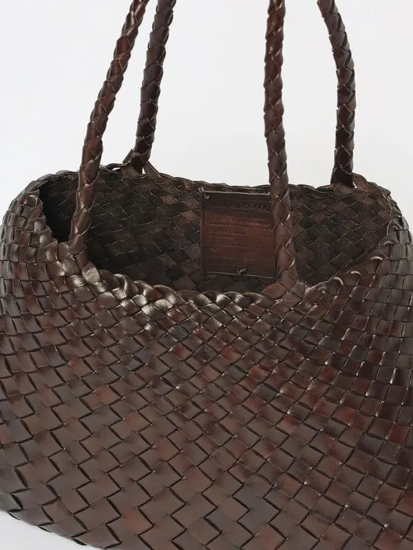 Dragon Diffusion Santa Croce Woven Leather Shoulder Bag With Double Handle