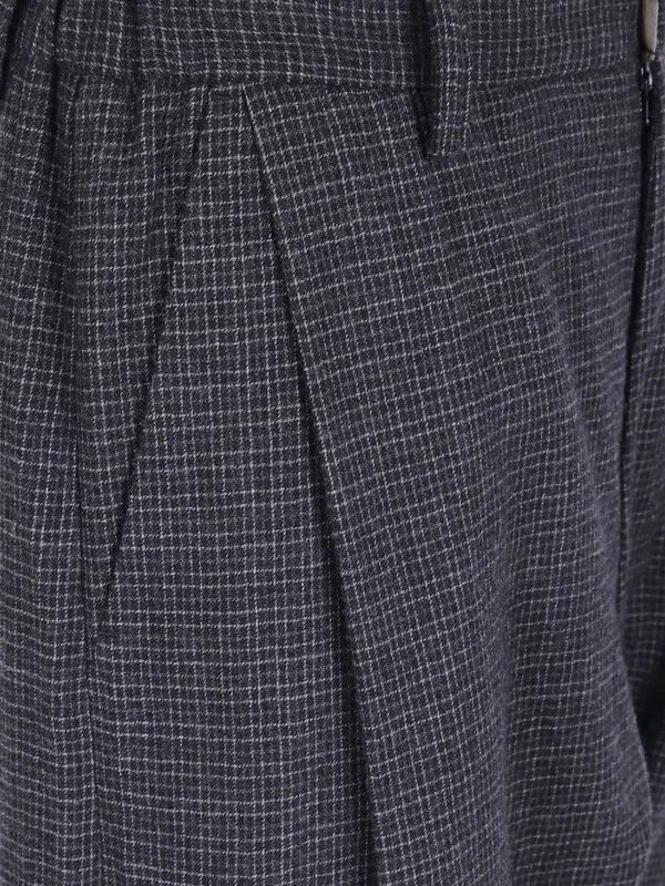 ZIGGY CHEN Wide-leg Check Virgin Wool Trousers