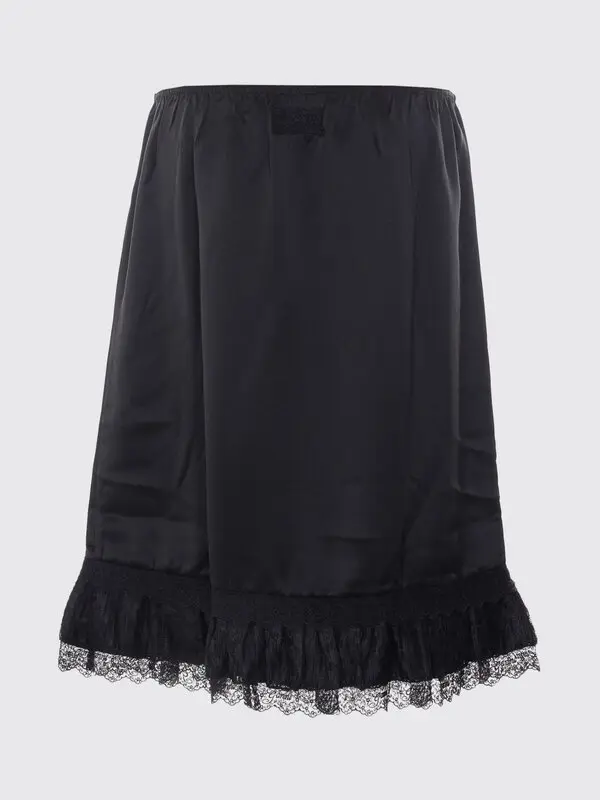 GANNI Midi Pencil Skirt In Silk Blend With Embroidered Lace Inserts