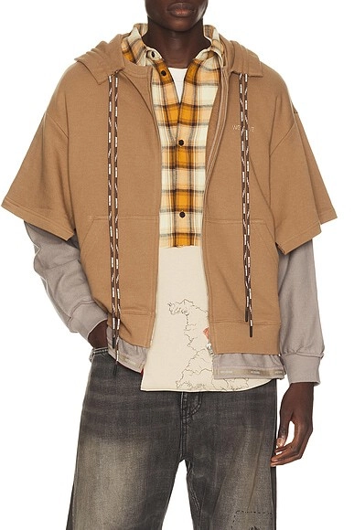 We11Done Layered Double String Zip Up Hoodie