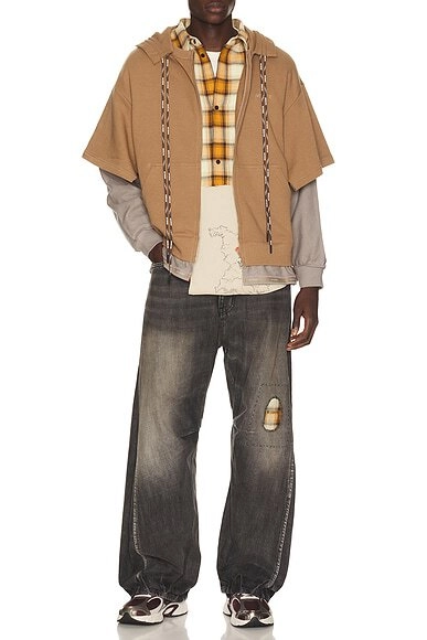 We11Done Layered Double String Zip Up Hoodie