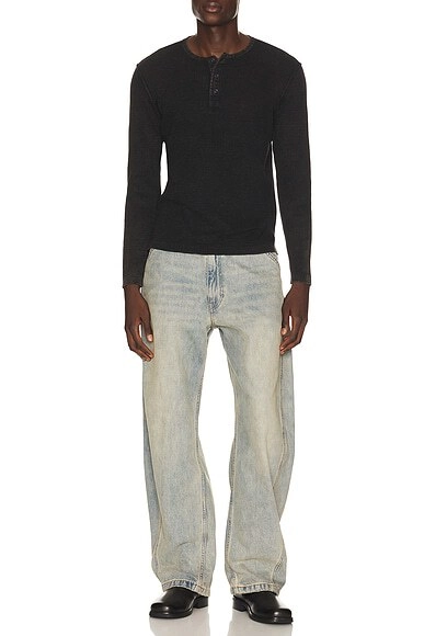 SCHOTT Stonewashed Henley Sweater