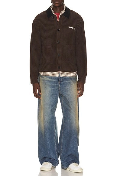 We11Done Contrast Collar Knit Cardigan