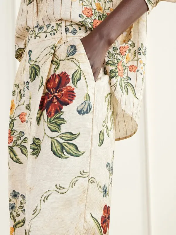Agua Bendita Virtud Isolda Floral-jacquard Straight-leg Pants