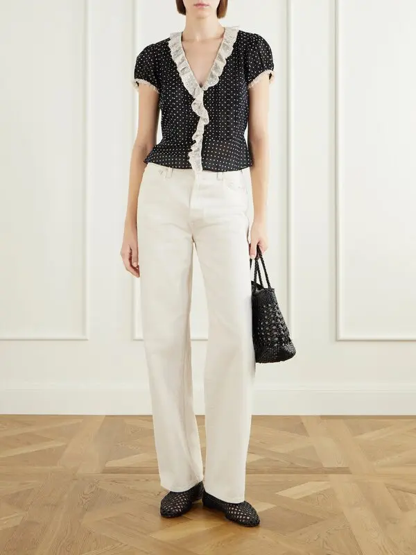 DÔEN Orella Lace-trimmed Organic Cotton-voile Blouse