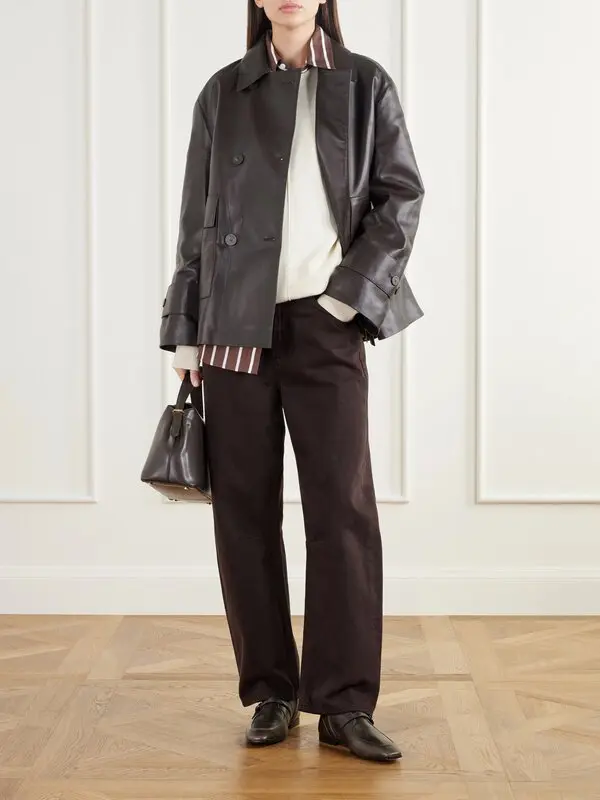 JOSEPH Delia Double-breasted Leather Jacket
