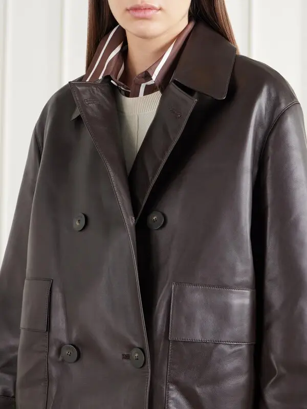 JOSEPH Delia Double-breasted Leather Jacket