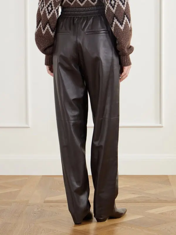 JOSEPH Nat Paneled Leather Straight-leg Pants